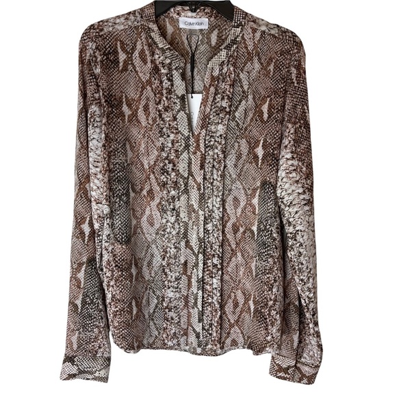 Calvin Klein | Tops | Nwt Calvin Klein Snake Skin Blouse Top Xs | Poshmark